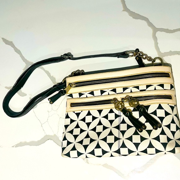 Spartina 449 | Bags | Spartina Purse Crossbody Handbag Black Cream Gold | Poshmark